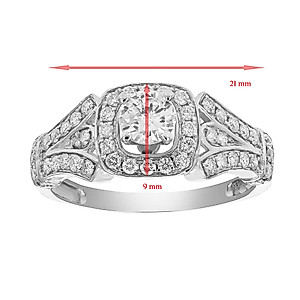 Vir Jewels 1 cttw Diamond Halo Wedding Engagement Ring 14K White Gold Cushion Shape Bridal Size 6