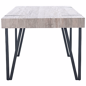 SAFAVIEH Home Collection Alyssa Mid-Century Rustic Industrial Grey Oak/Black Dining Room Table DTB7000C, 0
