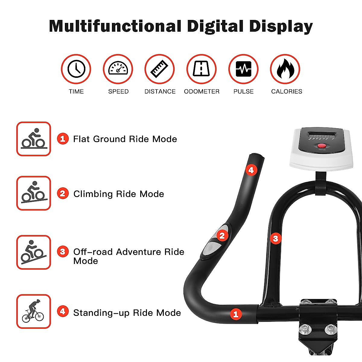 GYMAX Stationary Bike, Indoor Cycling Bike with LCD Monitor & Heart Sensor, Adjustable Resistance, Cardio Exercise Fitness Bike for Home/Office