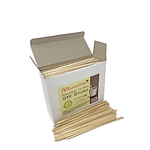 Makerstep 1000 Birch Wood Coffee Stirrers, 7 Inch Coffee Stir Sticks, Eco-friendly, Sturdy Wooden Sticks. Splinter Free, Round End. For Tea, Beverage, and Popsicle.