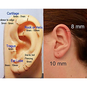 NewZenro 8Pcs Surgical Stainless Steel 16G Sleeper Cartilage Daith Tiny Small Hoop Earrings Mini Septum Hinged Clicker Nose Ring for Women Men Helix Tragus Piercings 8mm 10mm Set Silver (Silver)