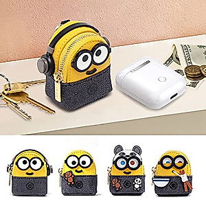 FION x Minion Mini Pouch Small Nano Bag for Airpods Cute Earphone Case Tiny Coin Purse with Removable Crossbody Strap