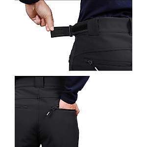 Outdoor Ventures Men's Lite Waterproof Windproof Fleece Lined Warm Hiking Ski Snow Pants Expandable-Waist
