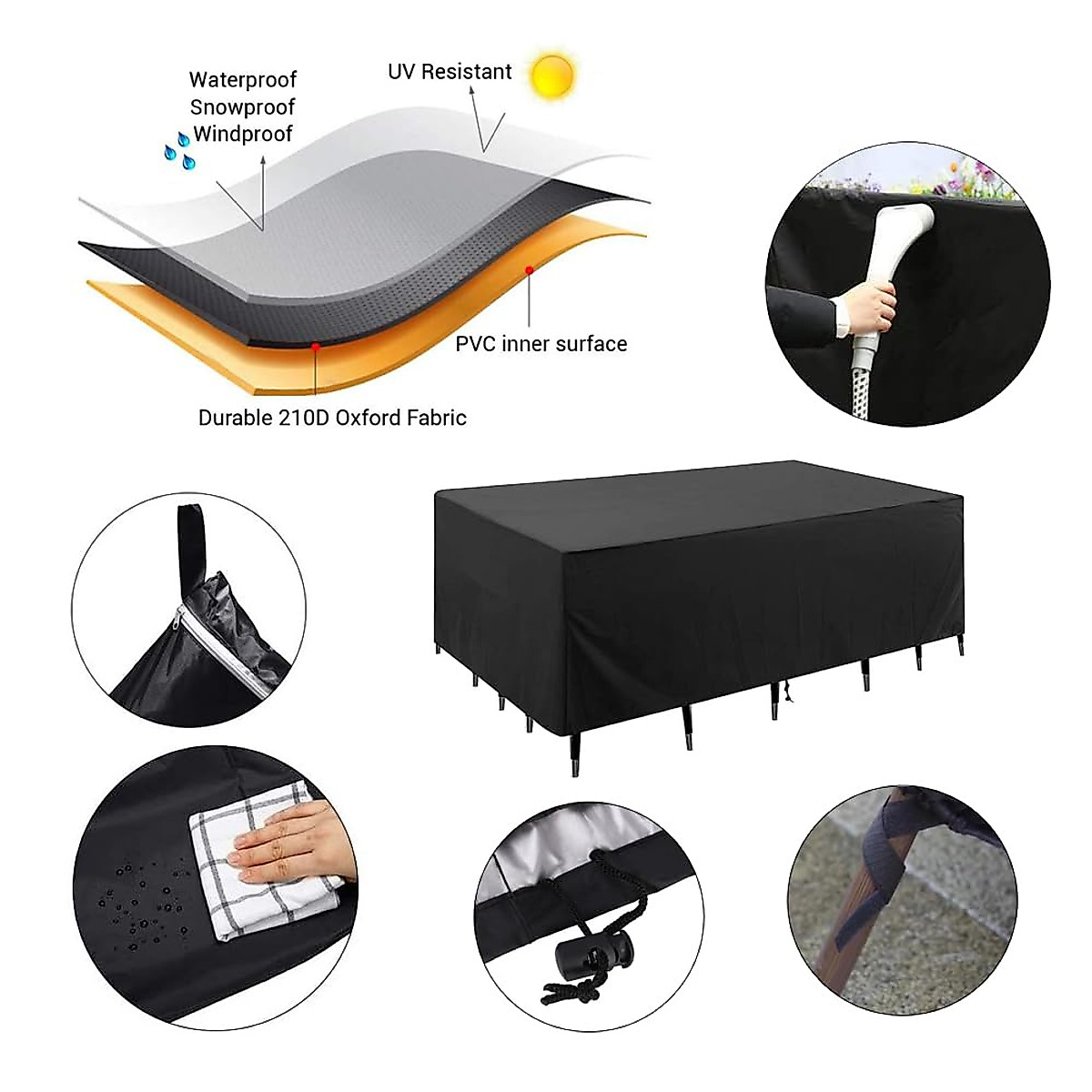 Pahajim outdoor furniture waterproof Weatherproof outdoor furniture 420D square patio table and chair covers for Outdoor Cover square bar table cover workbench cover (98 * 98 * 28)