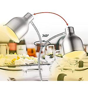 HNCXHX Food Heat Lamp,Commercial Food Warmers for Parties Buffets for Pizza Steak Fried Chicken, Double Head Multi-Directional Adjustment Catering Buffet Heat Lamp,Silver