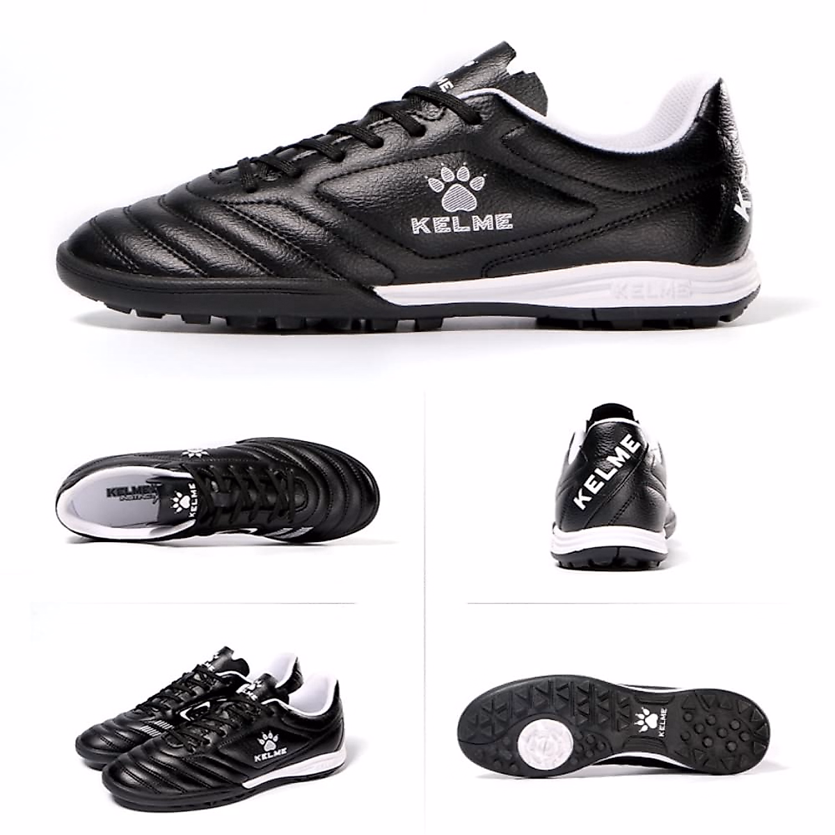 KELME Men's Soccer Shoes Arch Support Cleats Professional Futsal Sneaker Breathable Athletic Football Boots for Outdoor Indoor TF Black 10.5