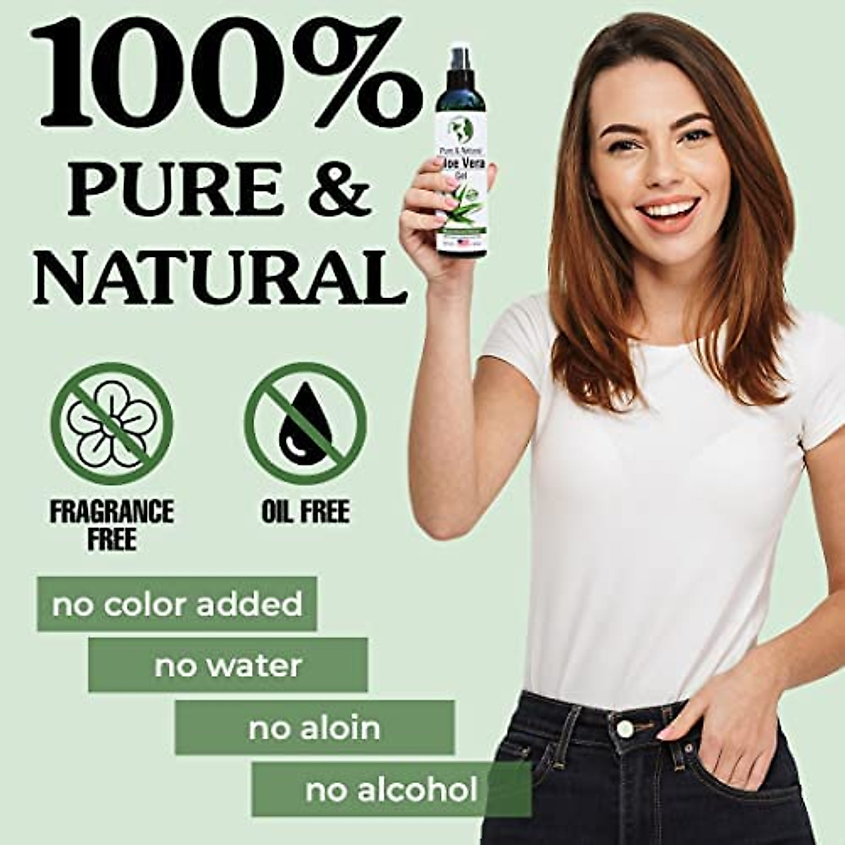 Earth's Daughter Organic Aloe Vera Gel from 100% Pure and Natural Cold Pressed Aloe - Great for Face - Hair - Acne - Sunburn - Bug Bites - Rashes - Eczema - 8 Oz.