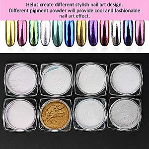 Nail Art Decoration Pigment Powder, Decoration Black Powder Nails Art Decoration Powder Fine Texture Powder Nail Art Powder Set with Eyeshadow Sticks Glitter Mirror Powder