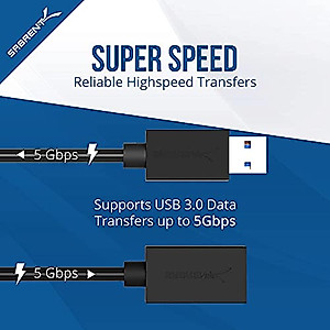 SABRENT 22AWG USB 3.0 Extension Cable A Male to A Female [Black] 3 Feet (CB-3030)