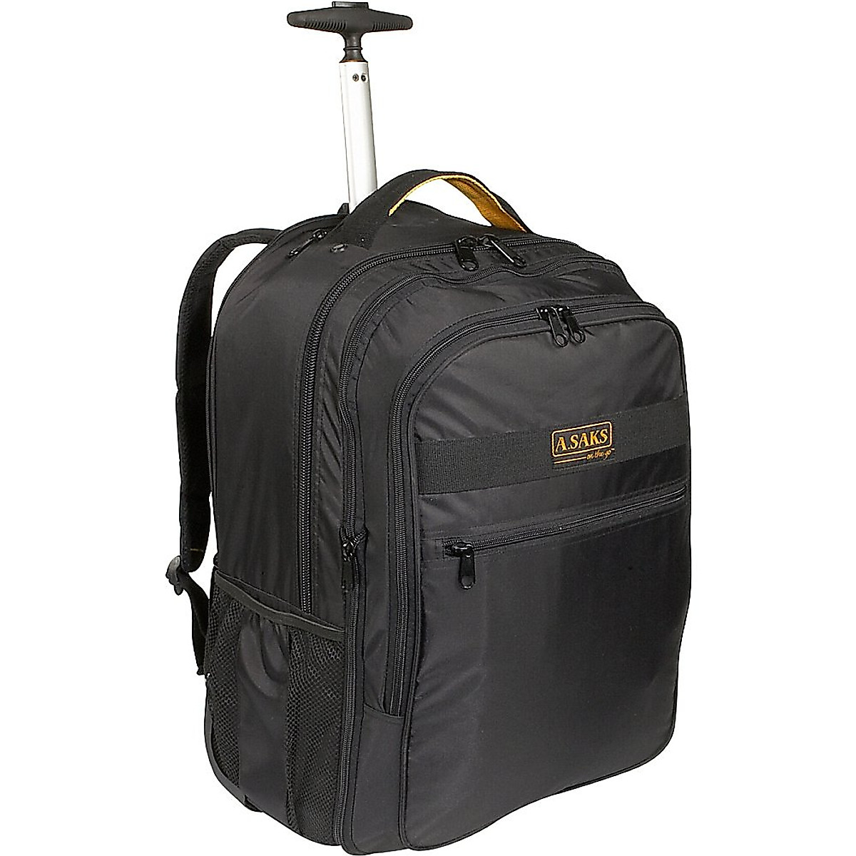 A.Saks Expandable Trolley Laptop Backpack (Black)