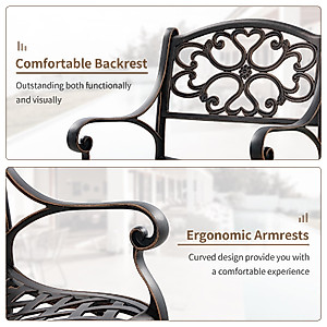 PATIO-IN 2 Pieces Patio Dining Chairs Cast Aluminum Bistro Chair Set, All Weather Outdoor Chair with Bronze MAluminum Frame for Outdoor Lawn Garden (Bronze)