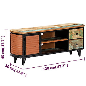 vidaXL TV Stand, TV Unit for Living Room Bedroom, Sideboard with Drawer, TV Console Media Unit Cupboard, Industrial Style, Solid Reclaimed Wood