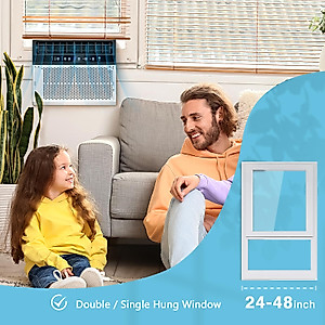 R.W.FLAME 12,000 BTU Window Air Conditioners, U-Shaped Air Conditioner Window Unit Cools up to 550 Sq. Ft, 6 Modes 24H Timer Energy-saving Window AC Units, Full Window View, Easy to Install, White