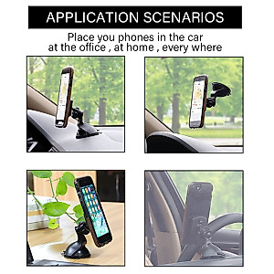 AICEL Magnetic Phone Car Mount, Cell Phone Holder for Vehicle Window Dashboard, 360° Adjustable and Self Adhesive, Car Accessories Automobile Cradles for Smartphones Tablets
