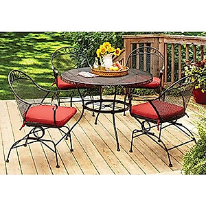 Better Homes and Gardens Clayton Court 5-piece Patio Dining Set, Wrought Iron Table and 4 Chairs, Red Cushions, Seats 4