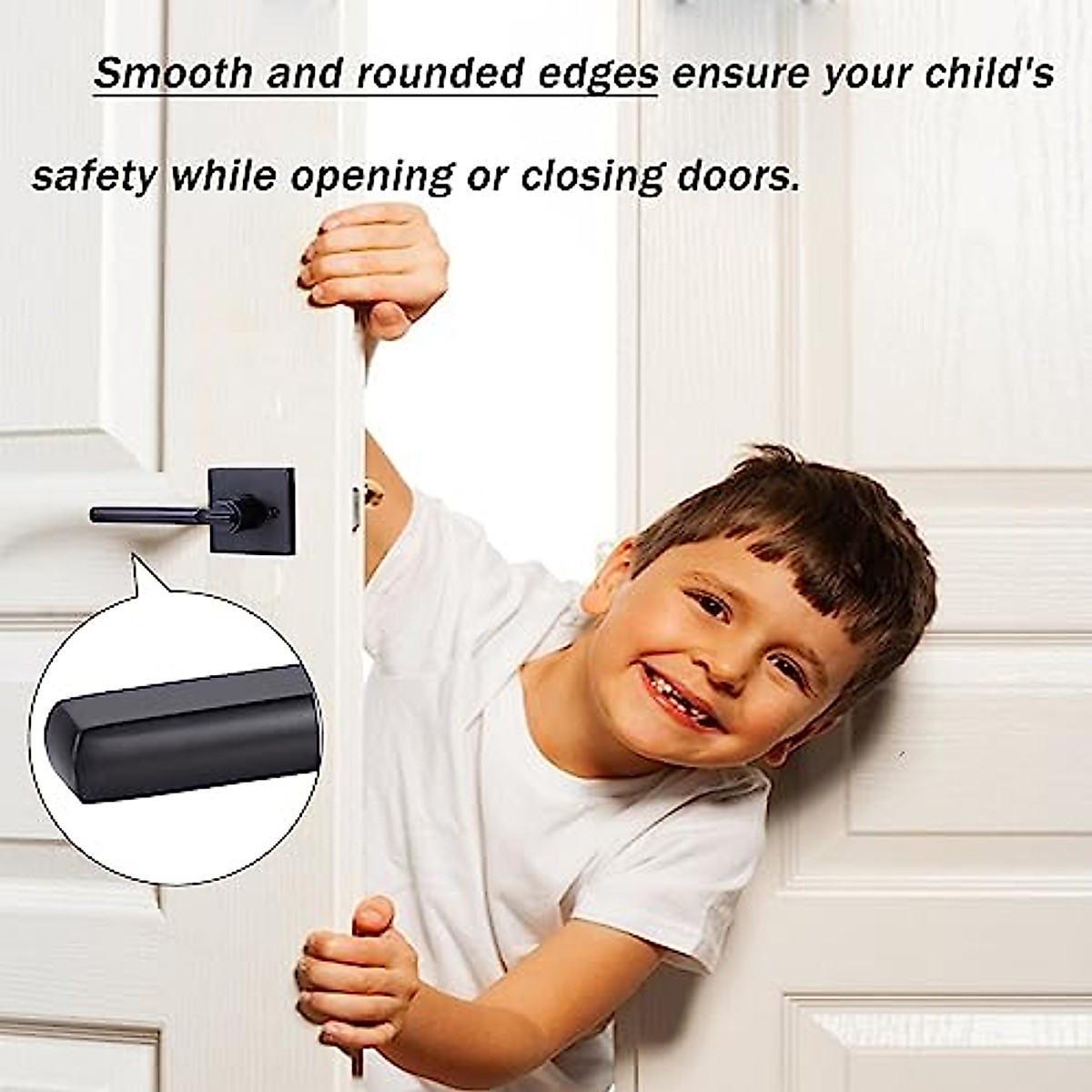 HBL' 2 Pack | Black Interior Door Handles Heavy Duty - Privacy Door Knobs for Bedroom & Bathroom | Made of Zinc Alloy | Fits Door Panel Thickness 1-3/8" to 1-3/4".