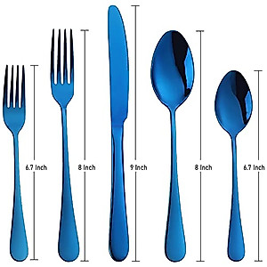 Blue Silverware Set Flatware Cutlery - Levanma 20 Pieces Stainless Steel Tableware Set Service for 4,Include Fork Knife Spoon,Mirror Polished,Dishwasher Safe