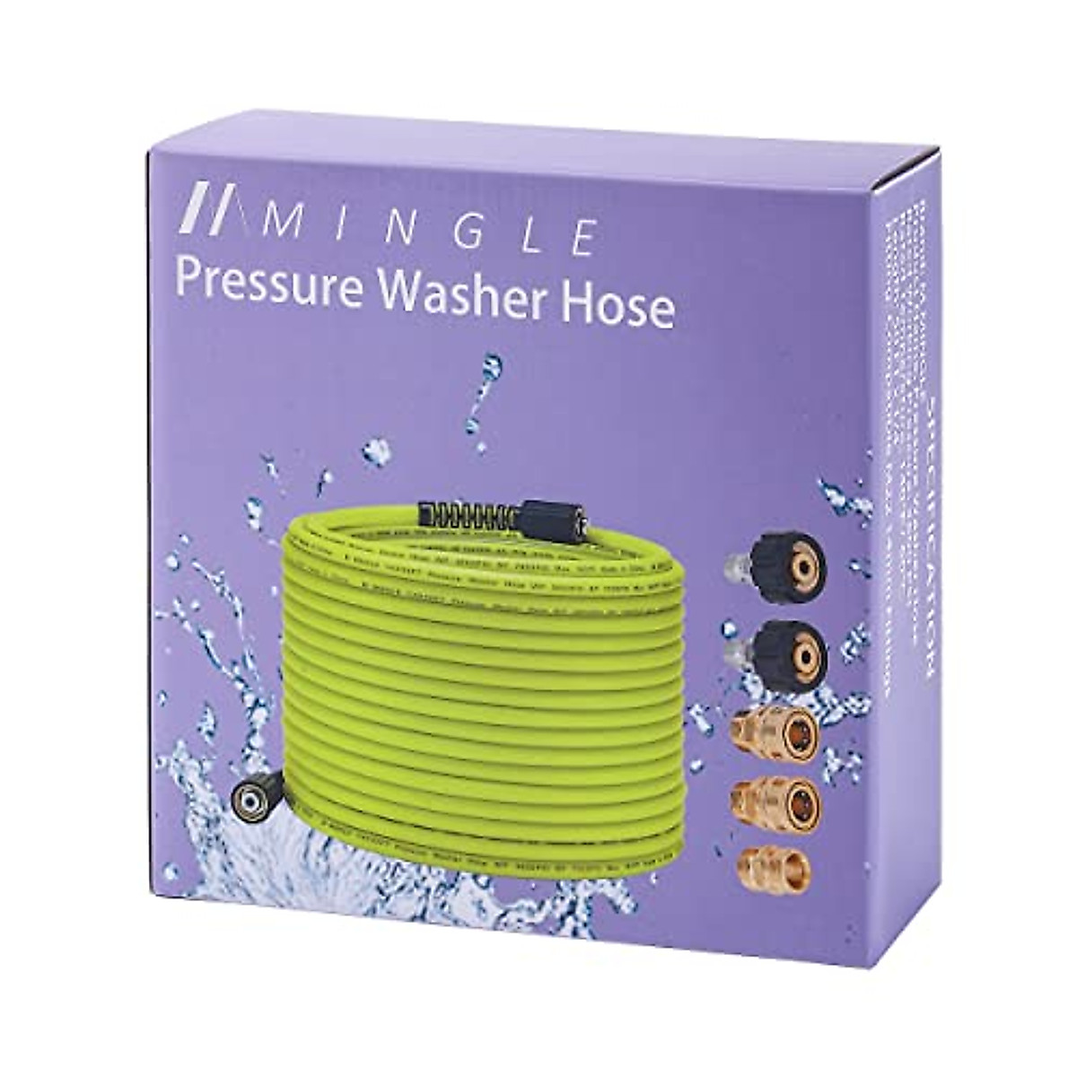 M MINGLE Pressure Washer Hose 50 FT x 1/4" - Replacement Power Wash Hose with Quick Connect Kits - High Pressure Hose with M22 14mm Fittings - 3600PSI