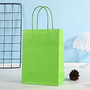 Tim&Lin Small Green Paper Bag with Handle,Mini Party Gift Bag Bulk for Wedding Birthday Baby Shower,4.7 x 2.4 x 6.3 Inch,Pack of 12
