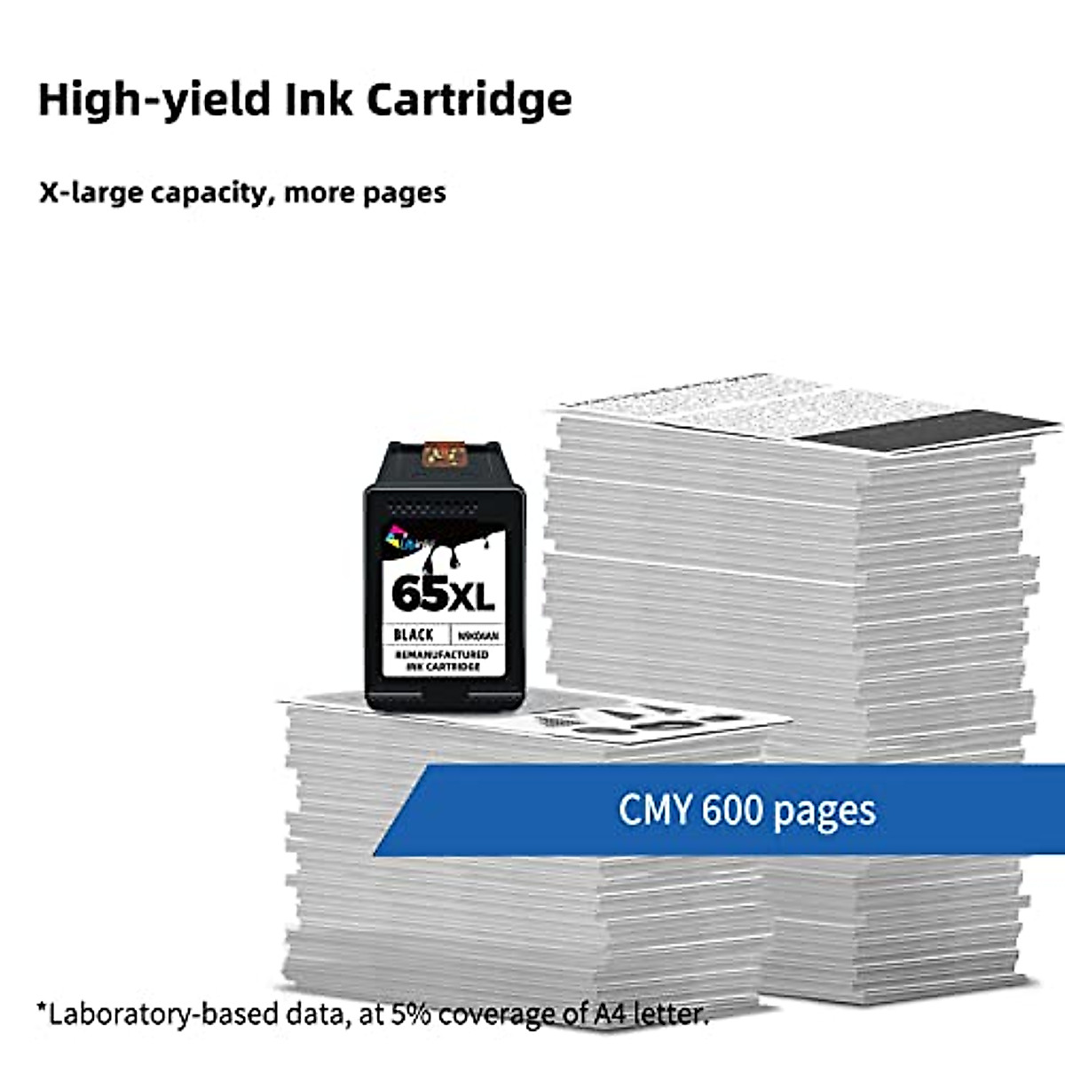 65XL Black Ink Cartridge Replacement for HP Ink 65 HP65 XL HP65XL for DeskJet 3755 3700 3752 3772 3720 3723 2600 2621 2622 2652 2655 Envy 5055 5000 5052 5014 5010 AMP 100 120 130 Printers (2 Pack)