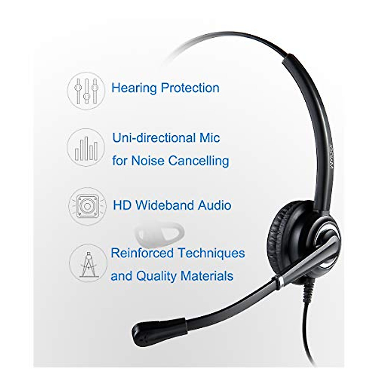 MAIRDI Telephone Headset with RJ9 Jack & 3.5mm Connector for Landline Deskphone Cell Phone PC Laptop, Office Headset with Microphone for Call Center, Work for Cisco Phone 7941 7965 6941 7861 8811