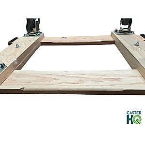 Made in USA Solid Oak H-Frame Furniture Dolly by CasterHQ - 18x30 Inch, Non-Slip Grip, 4-Inch Thermo Rubber Wheels, 960 lbs Load Capacity - Premium Moving Dolly for Heavy Furniture