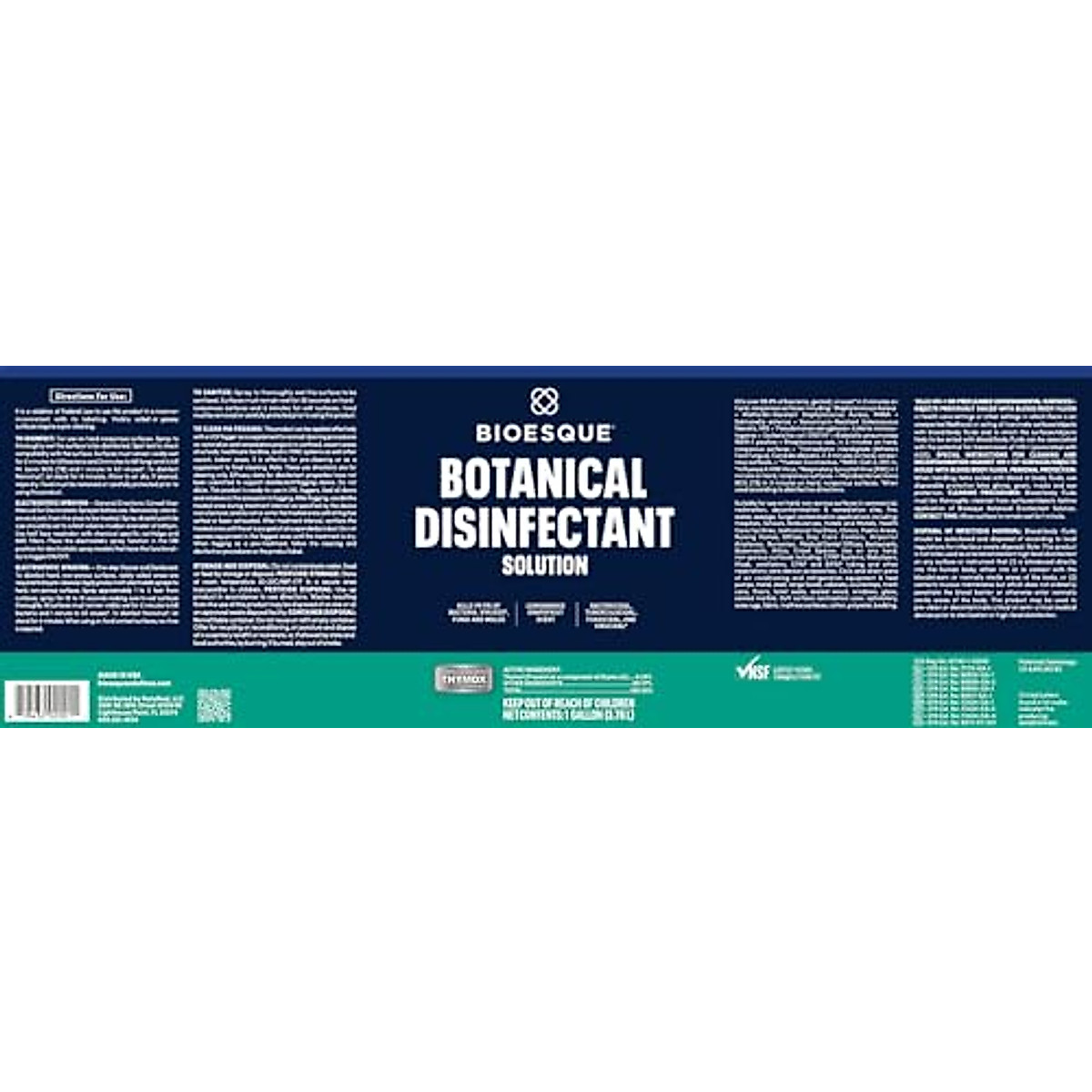 Bioesque Botanical Disinfectant Solution, Heavy Duty Broad-Spectrum Disinfectant, Kills 99.9% of Bacteria, Viruses*, Fungi, & Molds, 1 Gallon (Pack of 4)