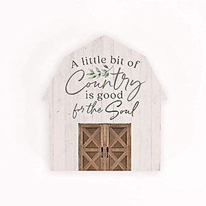 P. Graham Dunn Country is Good for Soul Barn Brown 3.5 x 3.25 Pine Wood Tabletop Shape Sign