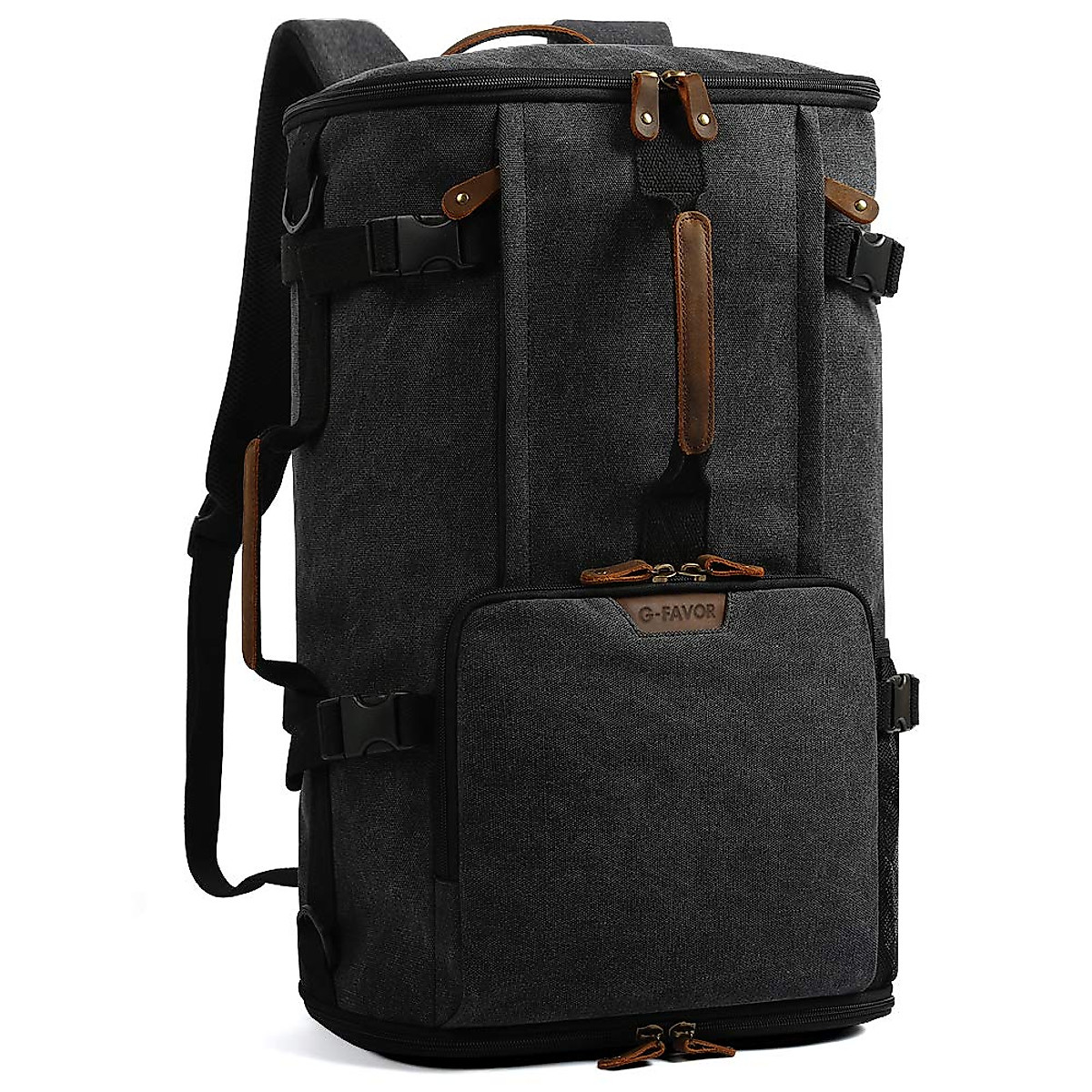 G-FAVOR 40L Travel Backpack, Vintage Canvas Rucksack Convertible Duffel Bag Carry On Backpack Fit for 17.3 Inch Laptop Bag