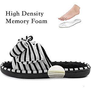 ULTRAIDEAS Women's Eurytides Slide Slippers Memory Foam House Shoes, Black, 5-6