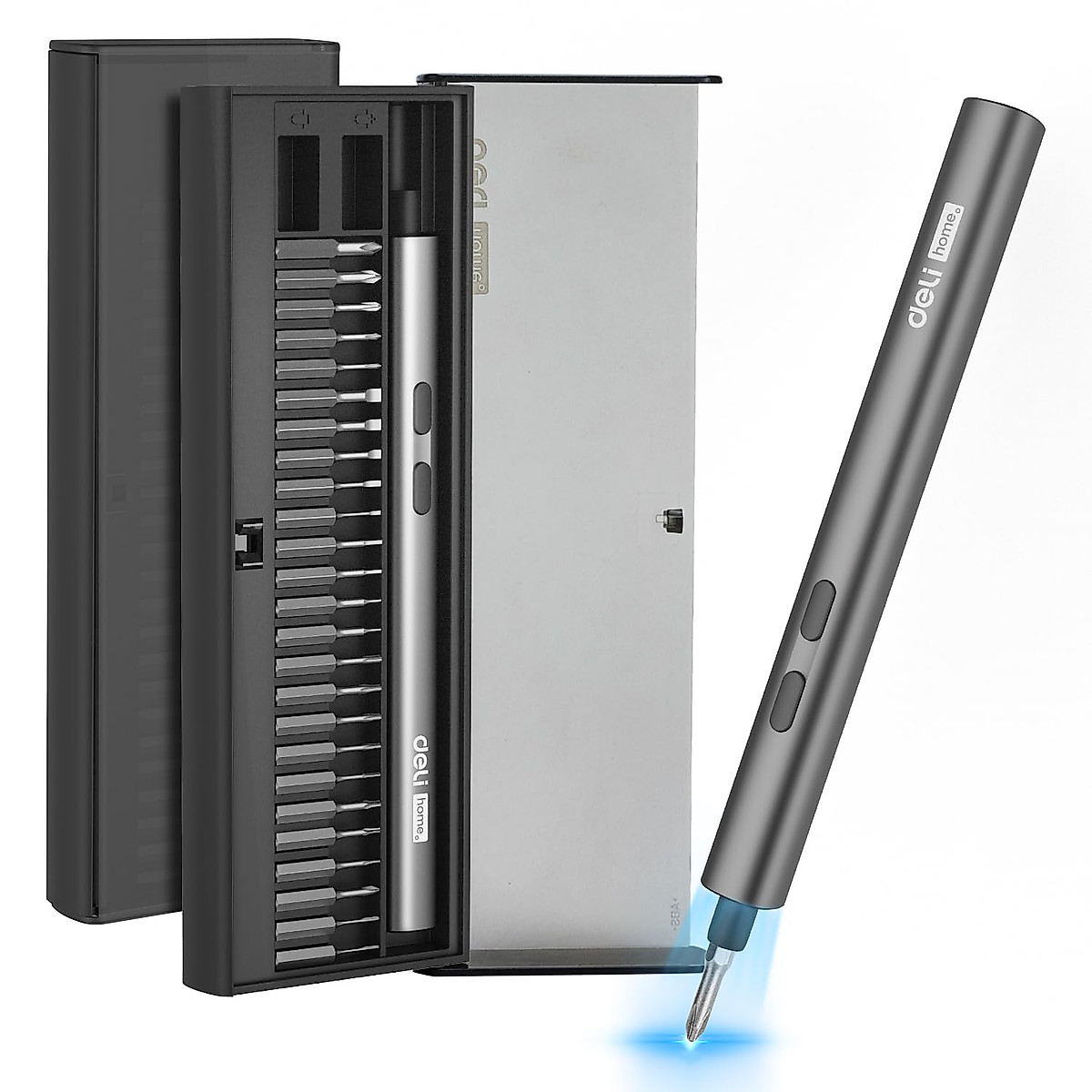 deli Electric Precision Screwdriver, 24 in 1 Mini Screwdriver Set with Magnetic Precision Bits, Repair Tool Set for Phone Camera Laptop Watch and Electronics.