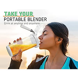 Portable Blender, 20 Oz Personal Blender for Shakes and Smoothies with 6 Blades, Small Fresh Juicer Portable Blender Cup Rechargeable BPA-Free, Mini Blender Portable for Travel/Office/Home/Gym/Camping