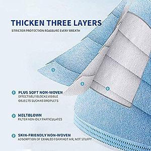 Lamy 50 PCS Face Masks Disposable for Protection Earloop Blue 3 Ply Breathable Face Mask for Man and Woman