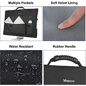 Mancro Monitor Carrying Case Compatible with Apple 27" iMac Desktop Computer, Padded Travel Carrying Bag with Rubber Handle, Pockets for 27" Screen and Accessories, Protective Case Monitor Dust Cover