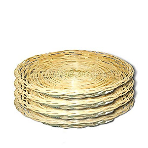 4 pcs Brown Wicker Paper Plate Holders,10 inches，Paper Plate Holders Wicker Heavy Duty， Wicker Paper Plate Holder，Paper Plate Holders Bamboo，Paper Plate Holders Reusable