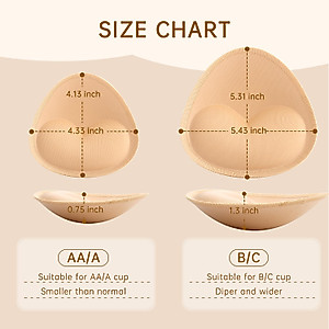 KSang Bra Pads Inserts Breast Enhancer - 4 Pairs Sew in Bra Cups for Sports Bras Swimsuits Bikini Push up Pads Fits A Cup