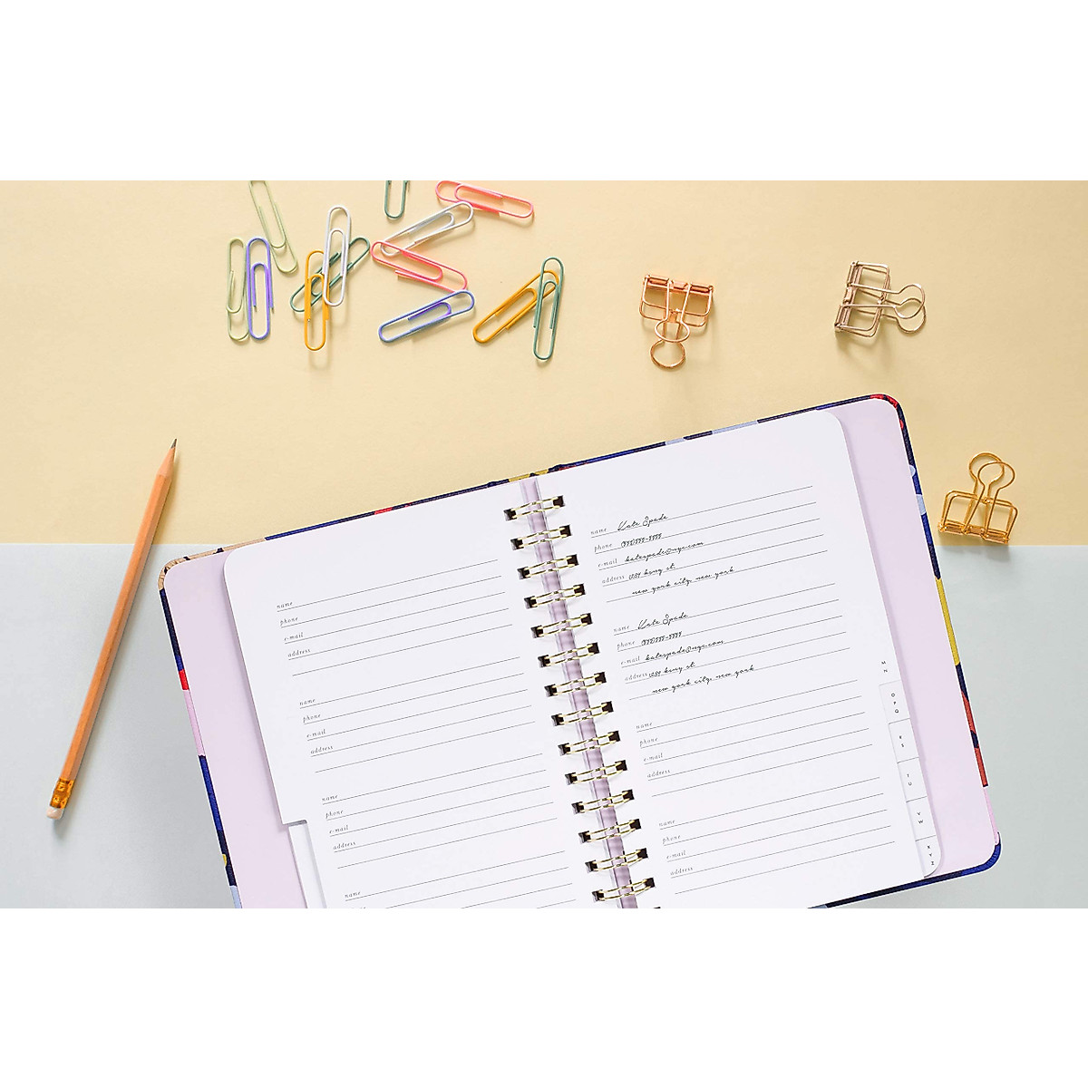 Kate Spade New York Address Book with A-Z Tabs, Navy Floral Leatherette Telephone Book Includes Birthday/Anniversary Calendar and 146 Contact Pages, Swing Flora