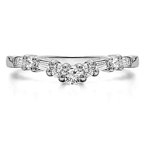 TwoBirch 0.35 Ct. Cubic Zirconia Alternating Baguette and Round Curved Contour Wedding Ring in Sterling Silver (size 6)