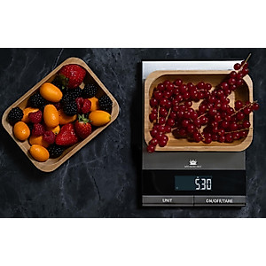 Monarchef Digital Food Scale for Kitchen, Baking, Cooking, and Meal Prep, 10 Unit Measurements, 22 lb Weight Capacity, Stainless Steel Top, Dual Power Option, 15 Features