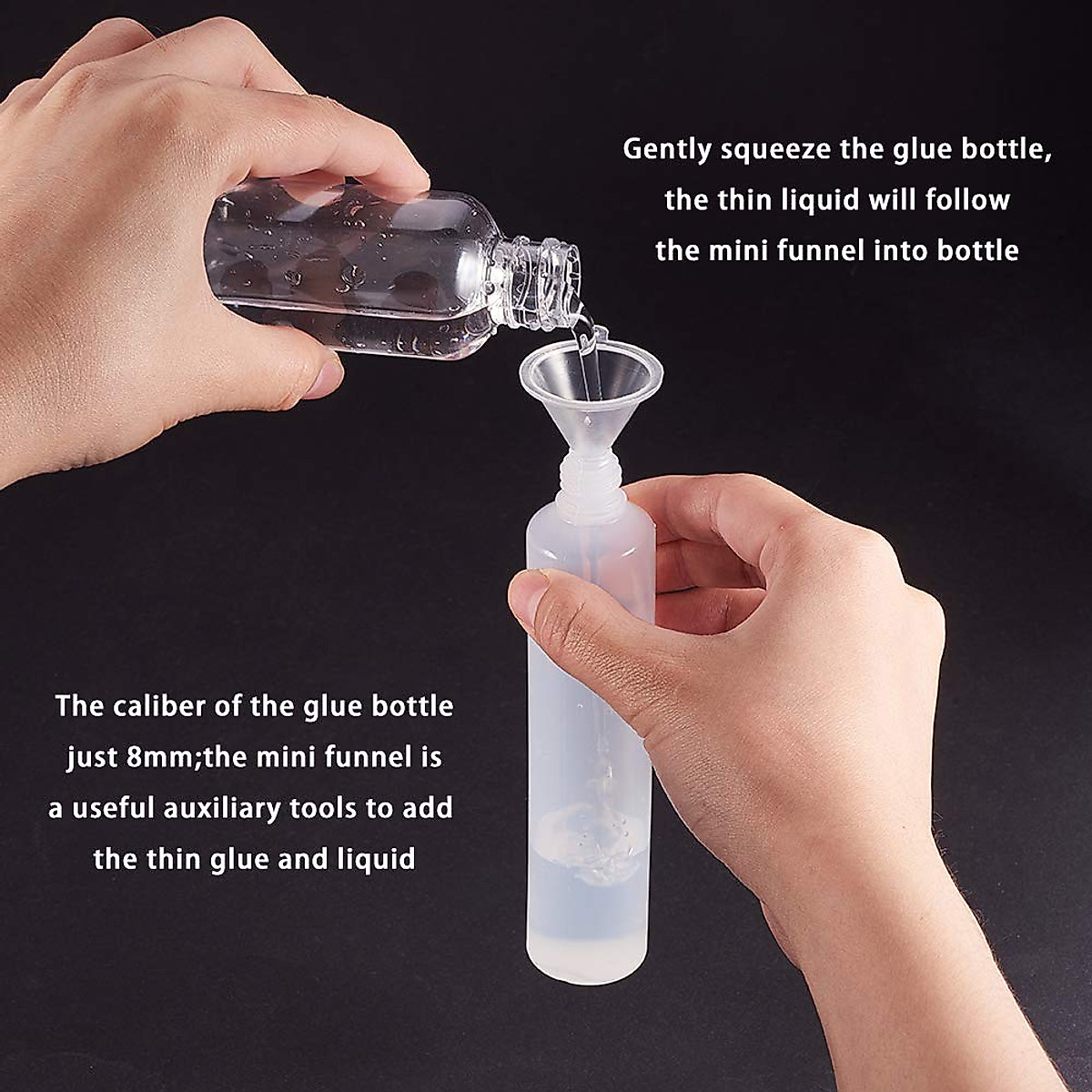 BENECREAT 18 Pack 2oz/60ml Plastic Squeeze Dropper Bottle Thin Tip Bottle with Childproof Caps, 4 Funnel and 2 Dropper for Glue DIY Craft