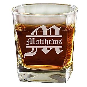 My Personal Memories, Custom Personalized Square Rocks Glass Tumbler - Wedding Party Groomsmen Father's Day - Engraved Monogrammed Drinkware Glassware Barware Etched