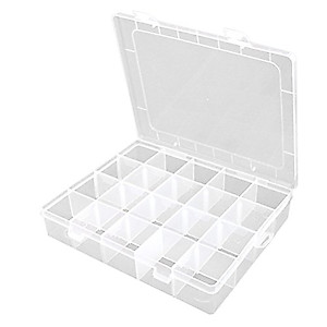 Jewelry Organizer 20-Grid Plastic Box Storage Container Case with Removable Dividers (Transparent)