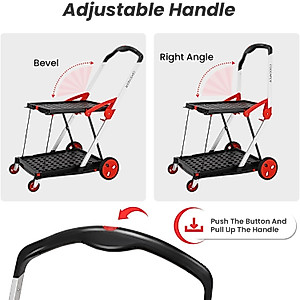 Multi Use Functional Collapsible Carts, Shopping Cart with Storage Crate, Mobile Folding Trolley, Portable Folding Cart, Shopping Cart Folding Trolley for Home, Groceries