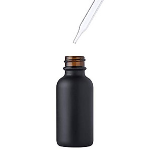 Focus Nutrition Black Boston Round 1 oz Dropper Bottles | Glass Dropper Bottles for Essential Oils | 1 oz Bottles With Bamboo Dropper Caps | 24 Pack