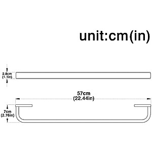 Flybath Towel Rail Bar Single Layer Brass Antique Holder Wall Mounted 57 cm / 22.44 inches, Brushed Bronze
