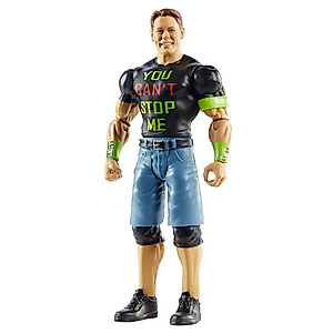 WWE Mattel John Cena Basic Series #113 Action Figure in 6-inch Scale with Articulation & Ring Gear, Multi (GLB17)