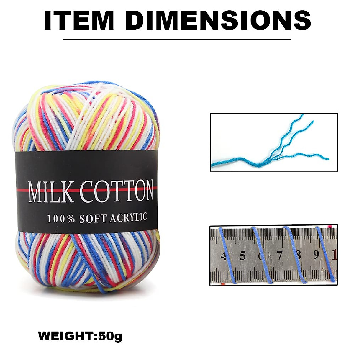 6 Rolls 50g Acrylic Yarn Skeins, Soft Yarn for Crocheting and Knitting Craft Project, Assorted Starter Crochet Kit Yarn Bulk for Adults and Kids (Grey)