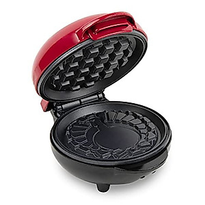 Nostalgia MyMini Personal Electric Heart Turkey Waffle Maker, 5-Inch Cooking Surface, Waffle Iron for Hash Browns, French Toast, Grilled Cheese, Quesadilla, Brownies, Cookies, Red