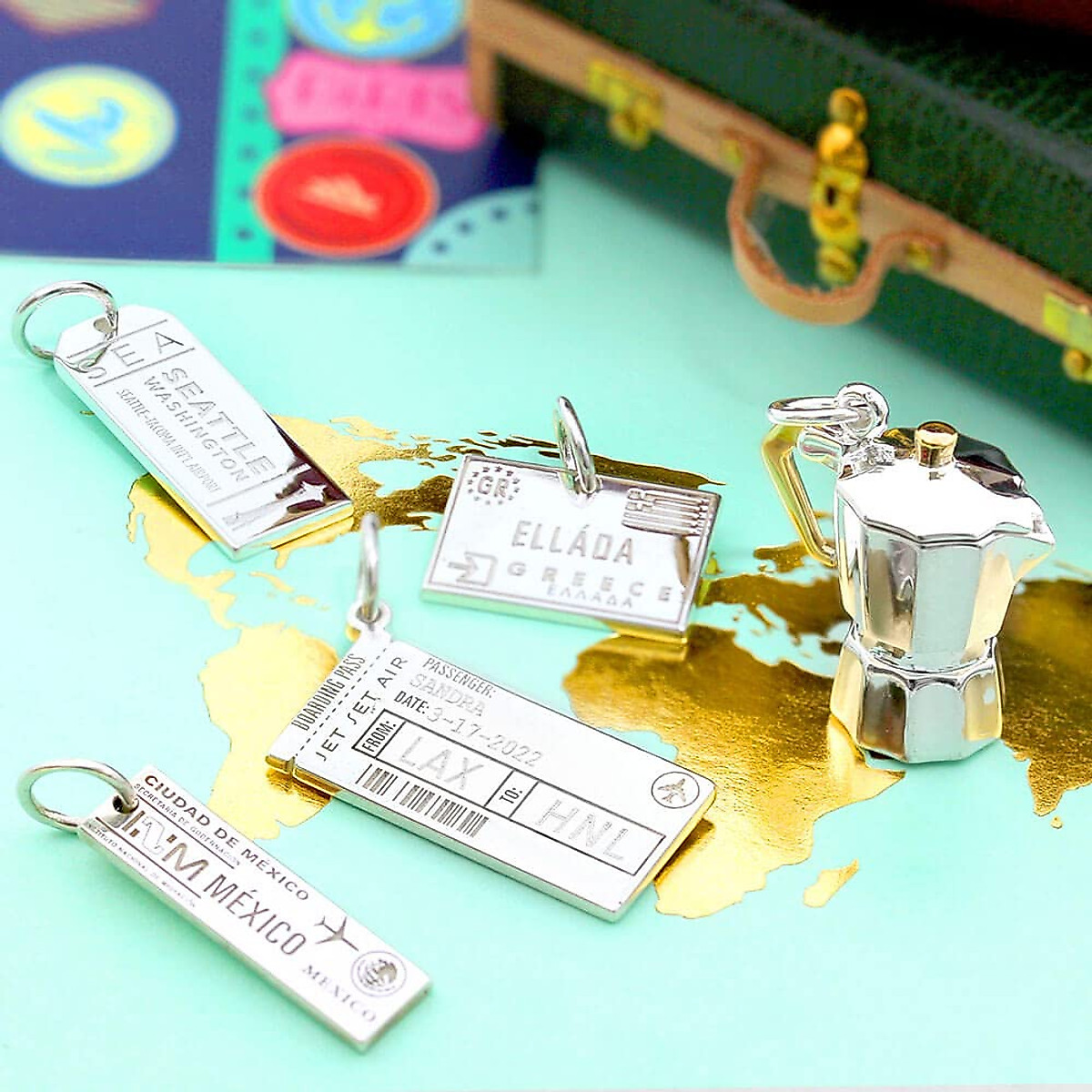 Jet Set Candy Sterling Silver Italian Espresso Pot Travel Charm