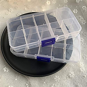 10 Grids Portable Plastic Organizer Container Storage Box,with Adjustable Grid (2 pcs)